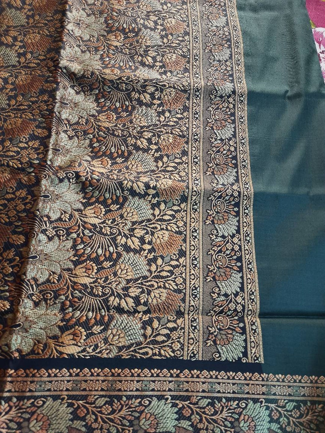 Soft Silk Over Coper and Multi Color Reshom Thread Work Over Pallu and ...