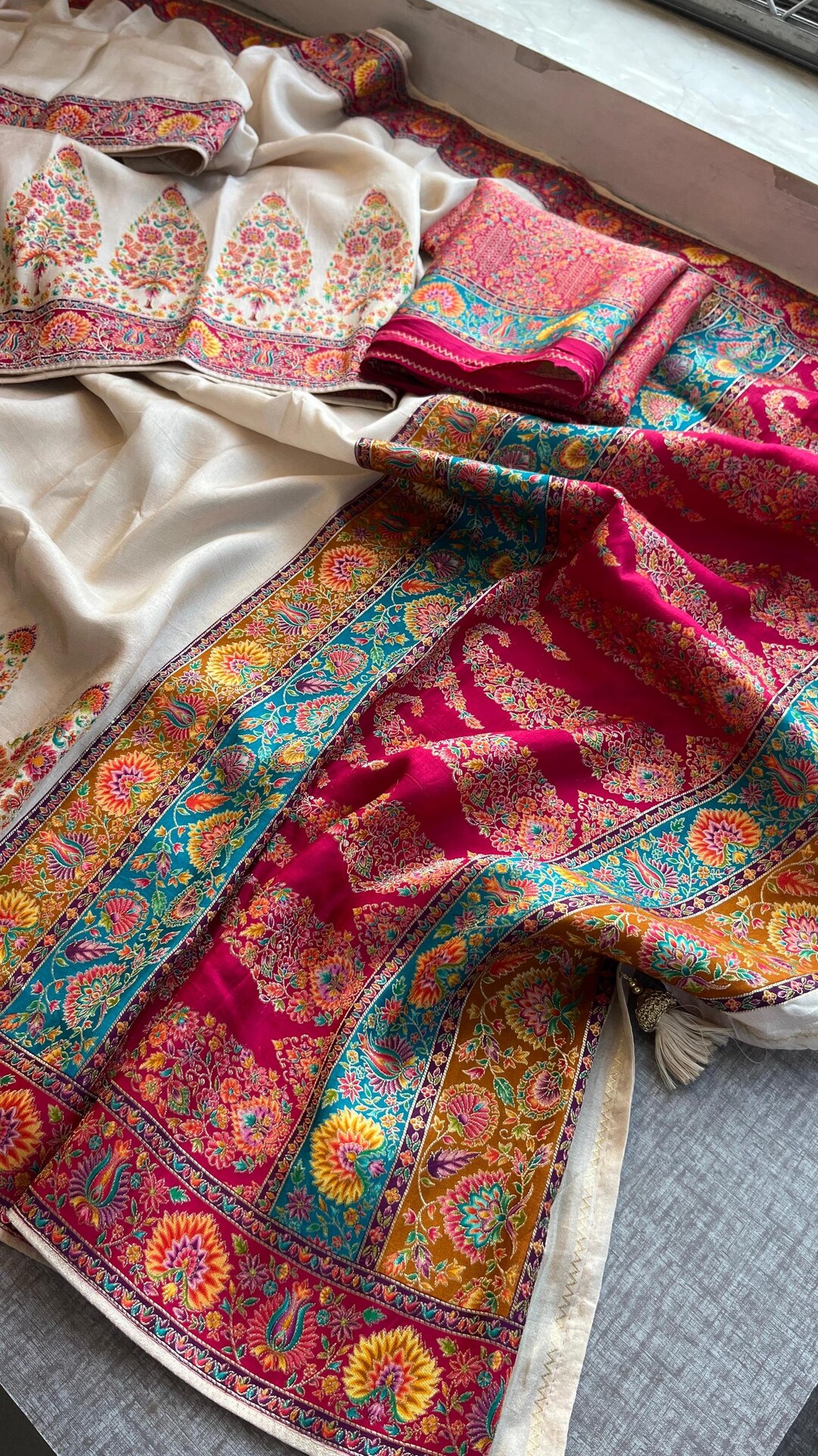 Munga Tussar Silk Over Kani Weaving Work Pure Tussar Silk Kani Sareeoff ...