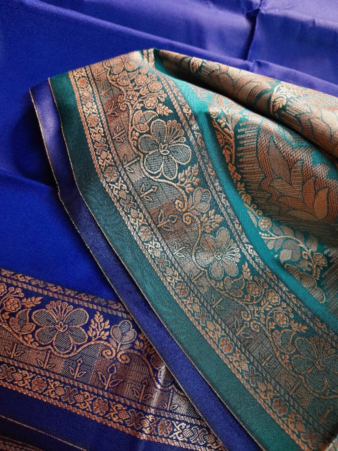 Exclusive Soft Silk Over Coper and Multi Color Reshom Thread Work Over ...