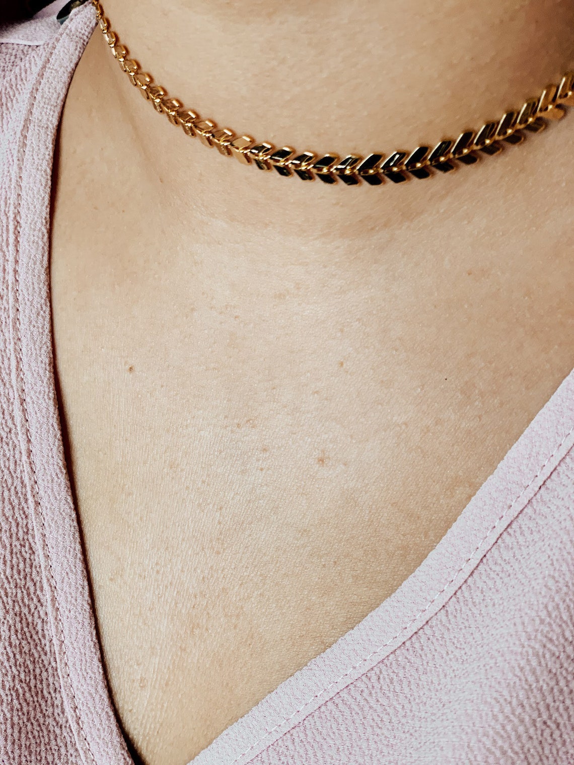 Choker Necklace Gold Simple Choker Gold Choker Fishbone Chain Choker ...