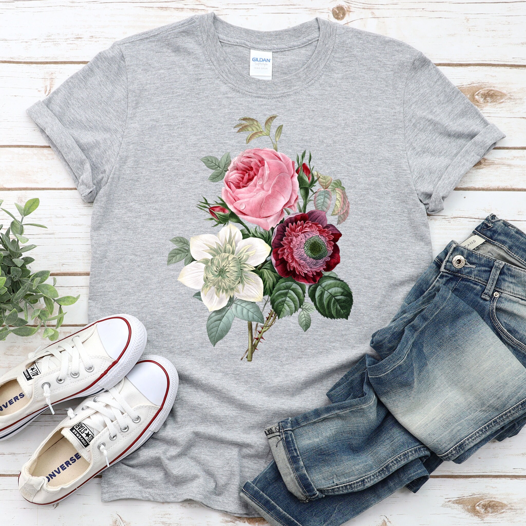 Rose Bouquet Tee, Wildflowers Shirt, Wildflower Tee, Floral T-shirt ...