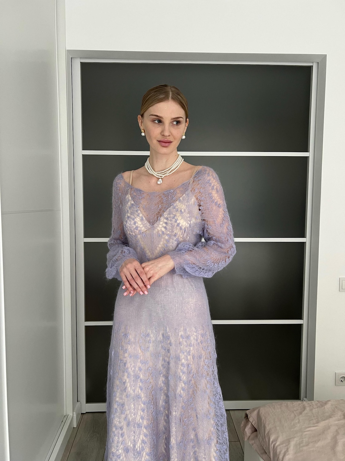 Blue Knitted Pattern Dress - Etsy