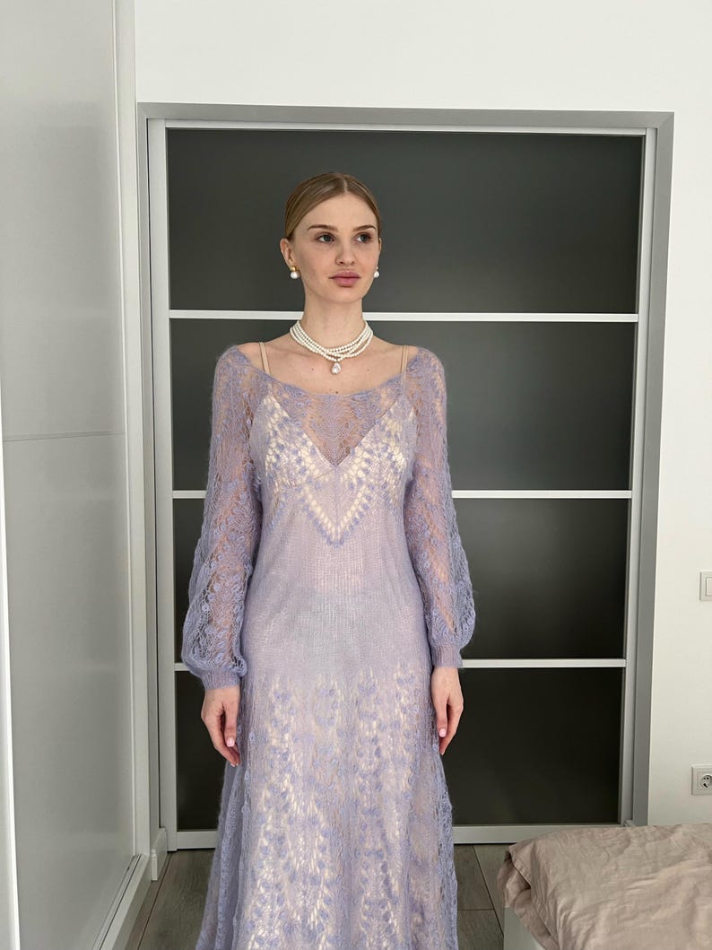 Blue Knitted Pattern Dress - Etsy