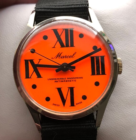 1970's Marcel Watch Day-glo Orange Hand-winding - Etsy