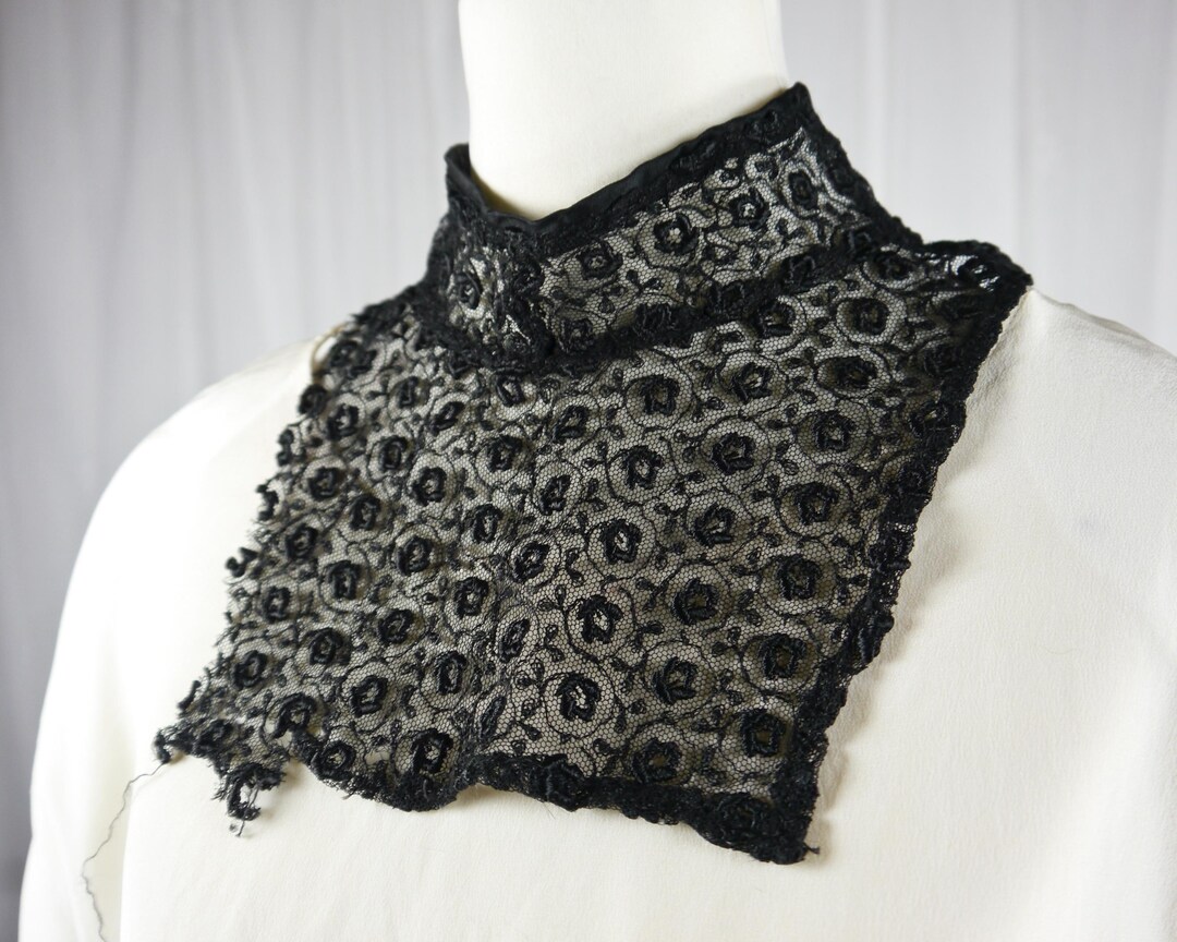 Circa 1900 Antique Black Lace Collar Insert | as is for Sewing - Etsy