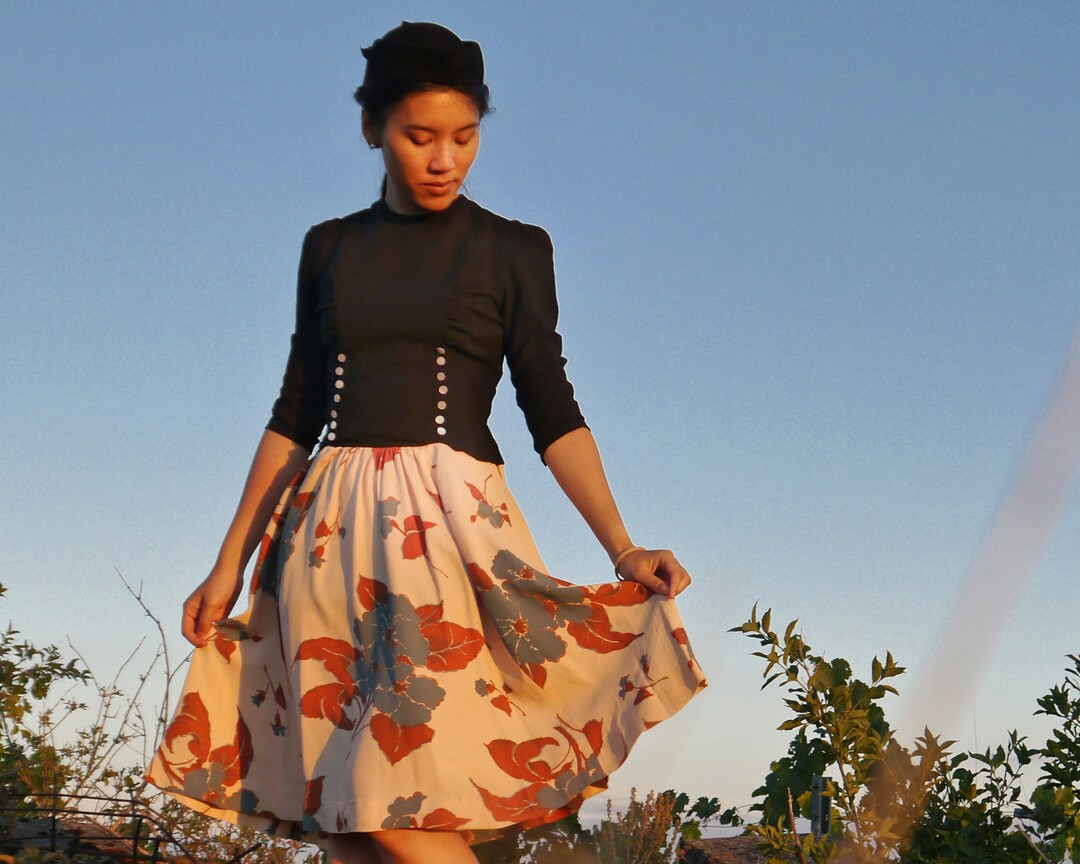 Vintage 40s Two-part Dress Black Colorful XXS - Etsy