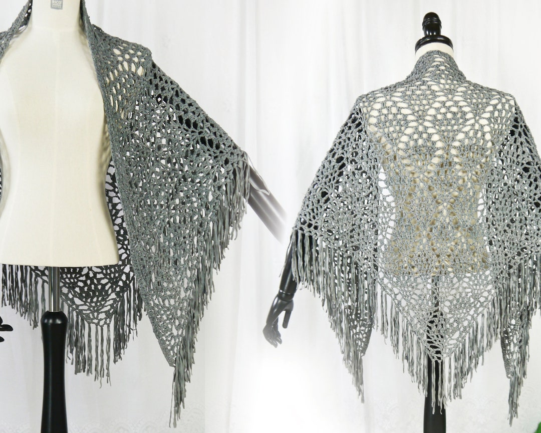 Vintage Handmade Stole Made of Leather Triangular Grey - Etsy