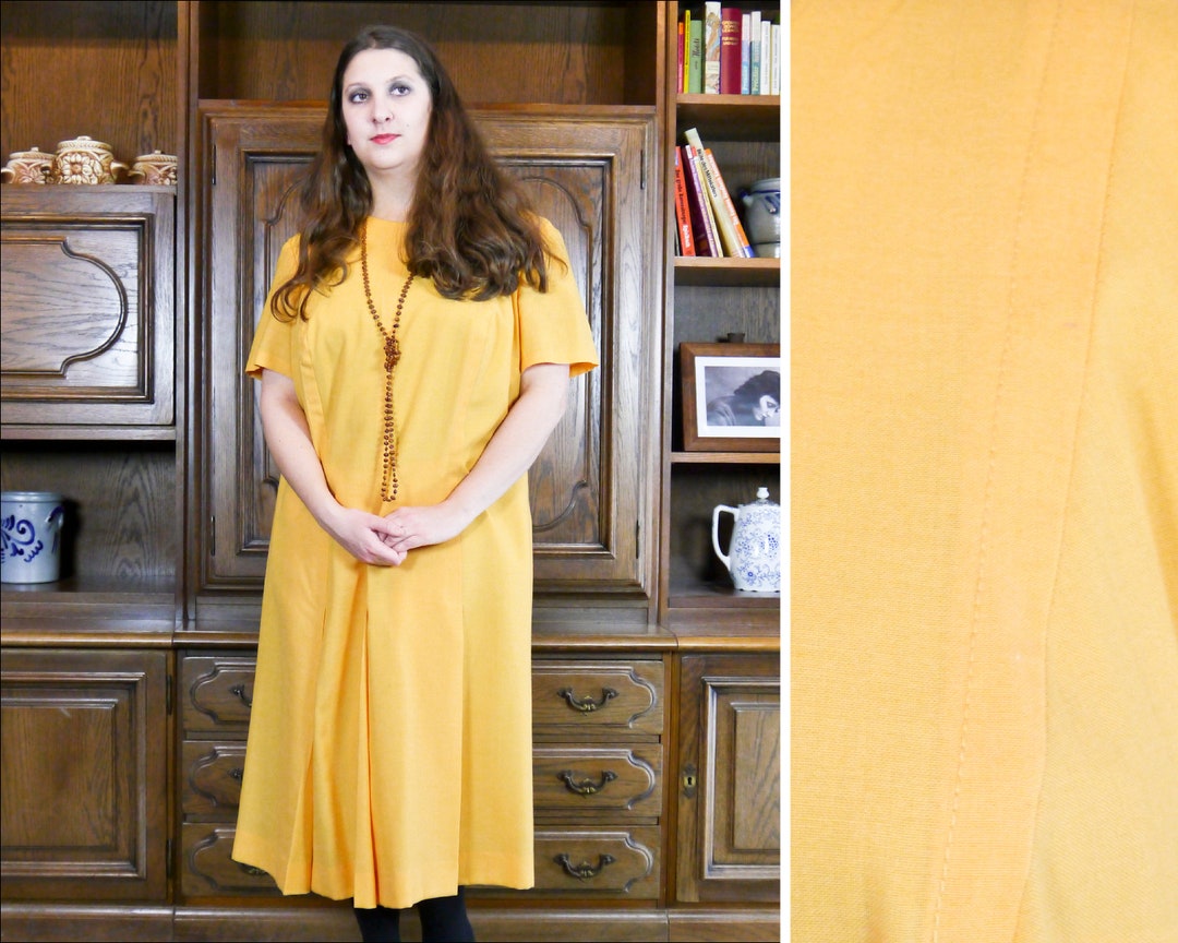 Vintage 70s Yellow Sheath Dress With Virgin Wool Sun Yellow Flapper ...