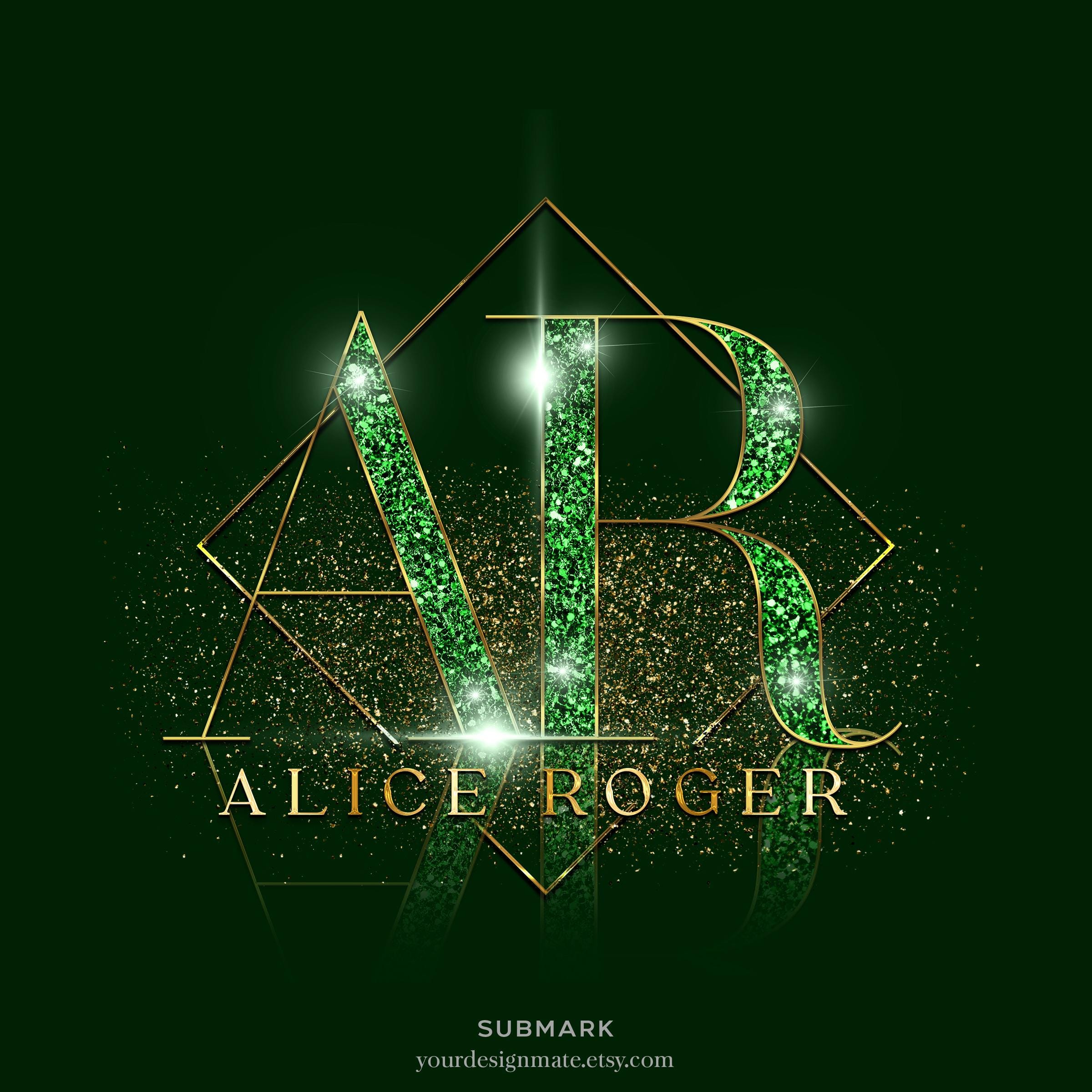 Beauty Aesthetics Logo | Glitter | Luxury Green Gold Emblem for Salon ...