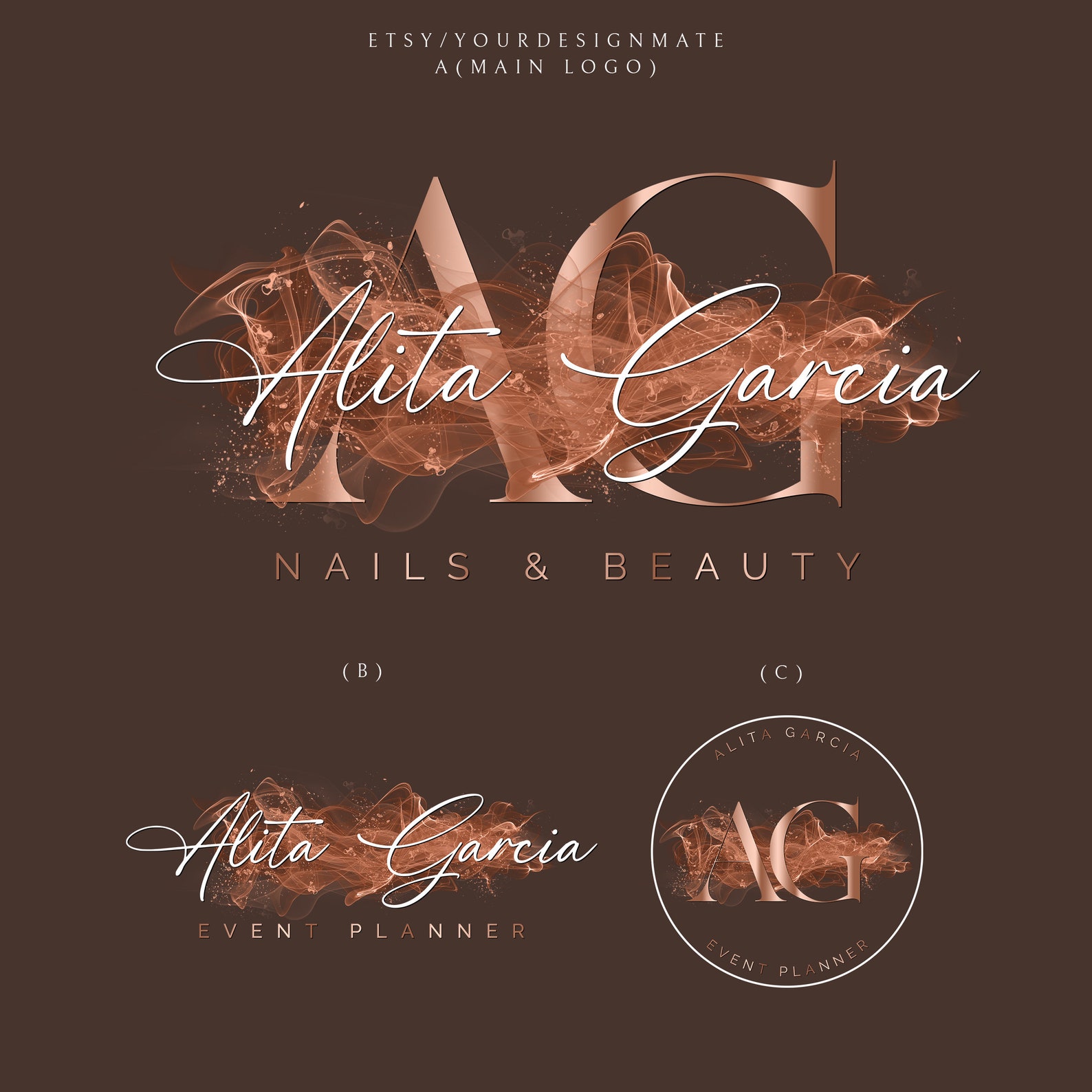 Rose Gold Logo Beauty Logo Rose Gold Flames Logo Nails - Etsy