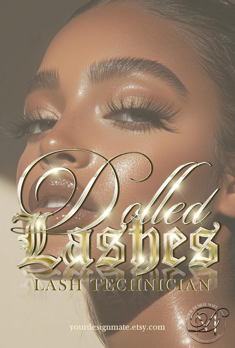 Luxury Gold Lash Logo, 3D Metallic Beauty Logo Design, Elegant Lash ...