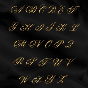 Gold Chrome Alphabet PNG, Gold Foil Script Letters A-Z, Metallic Liquid ...