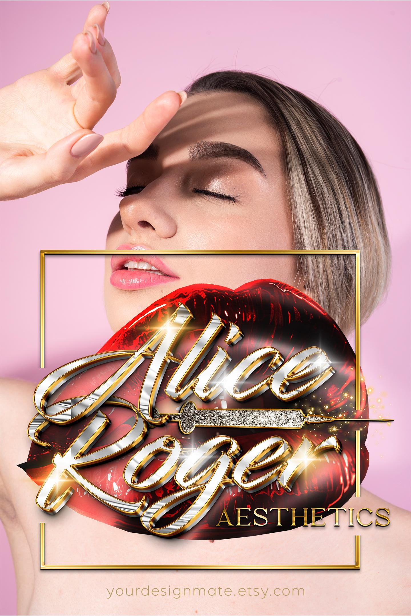 Lip Injector Logo | Botox Beauty Logo | Silver & Gold Lip Filler ...