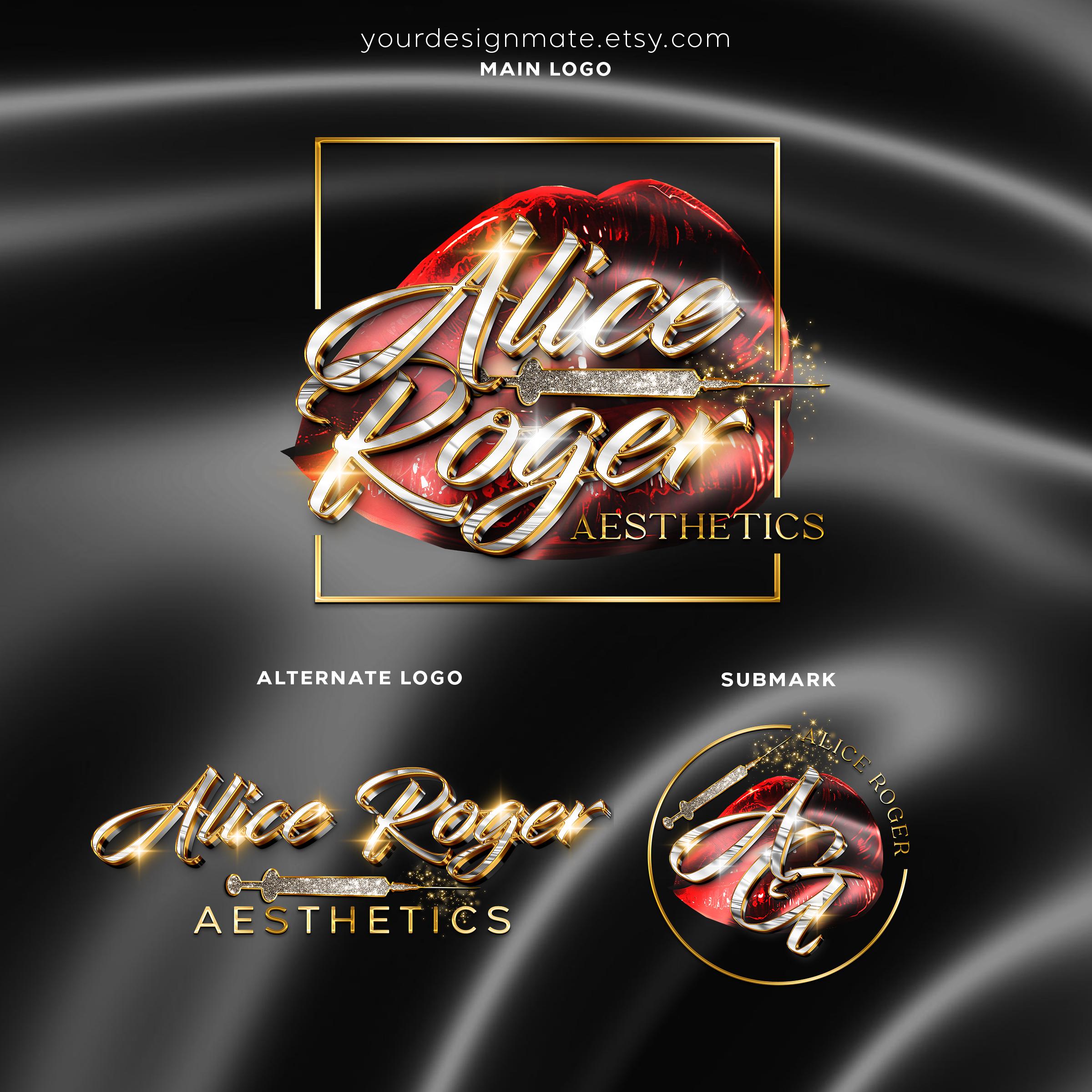 Lip Injector Logo | Botox Beauty Logo | Silver & Gold Lip Filler ...
