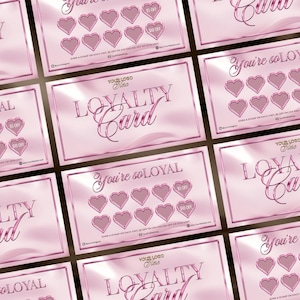 Pink Loyalty Card Template, Beauty Rewards Card, Editable Client Stamp ...