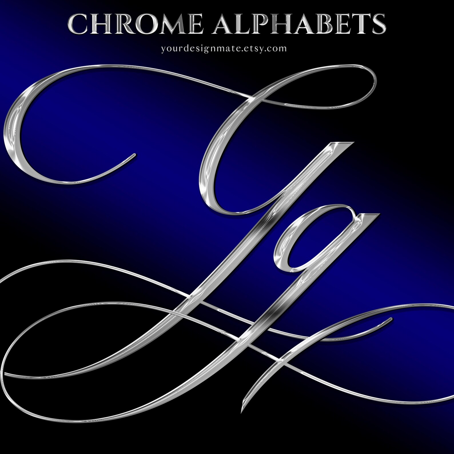 Chrome Script Alphabet PNG, Luxury Metallic Letters, Shiny Silver Font ...