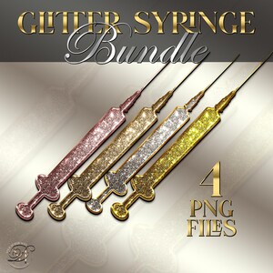 Glitter Syringe Clipart Bundle | Aesthetic Syringe PNG Set | 4 Glitter ...