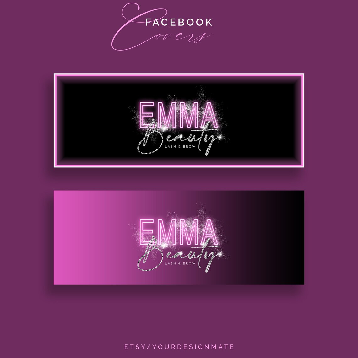 Pink Glitter Logo Pink Neon Logo Pink Silver Logo Cosmetics - Etsy