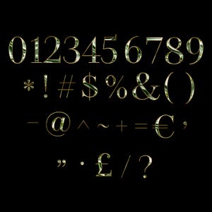 Luxury Emerald Green Chrome Alphabet Clipart, Glamorous Metallic ...