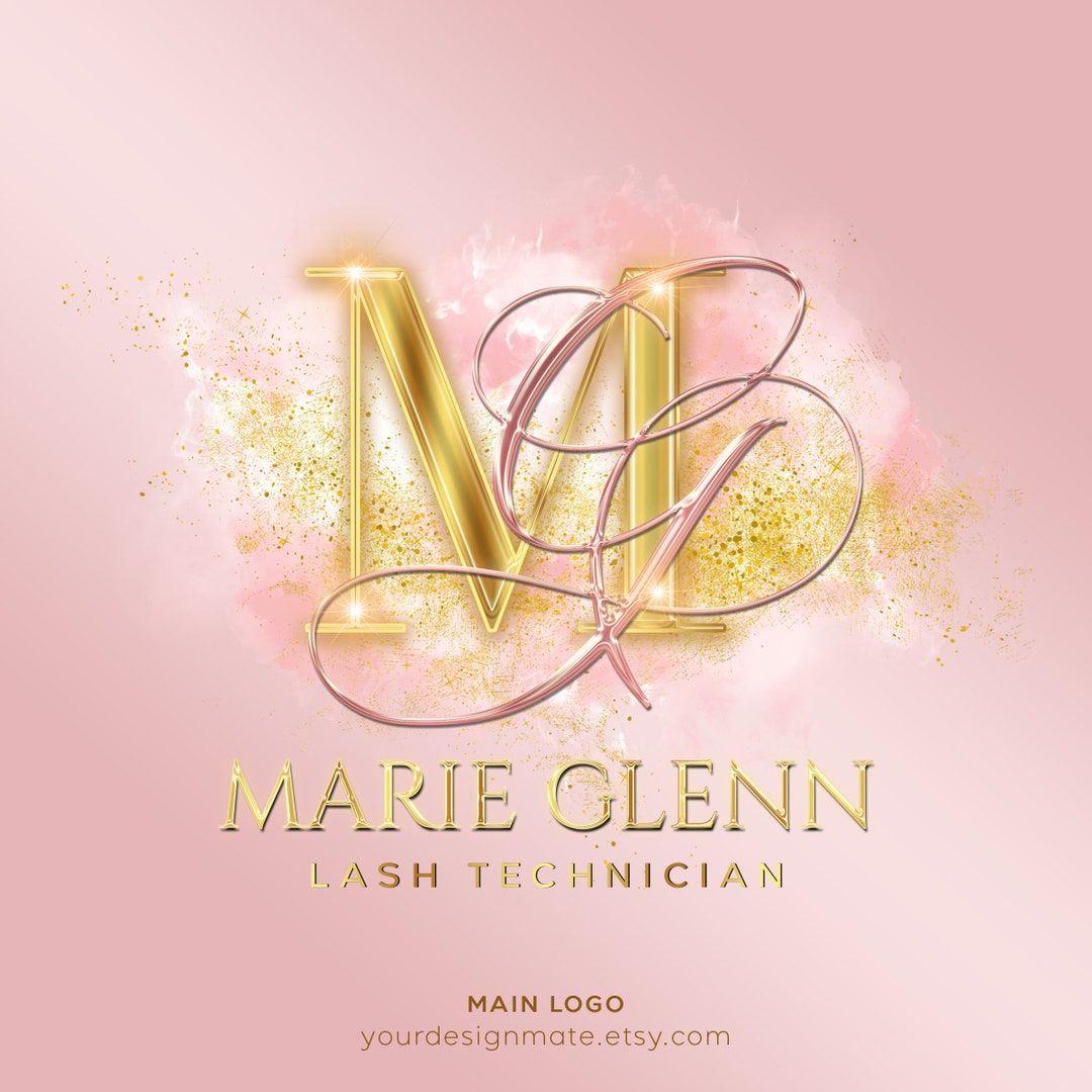 Pink Gold Watercolor Logo, Pink Smoke Logo, Premade Logo, Pink Beauty ...