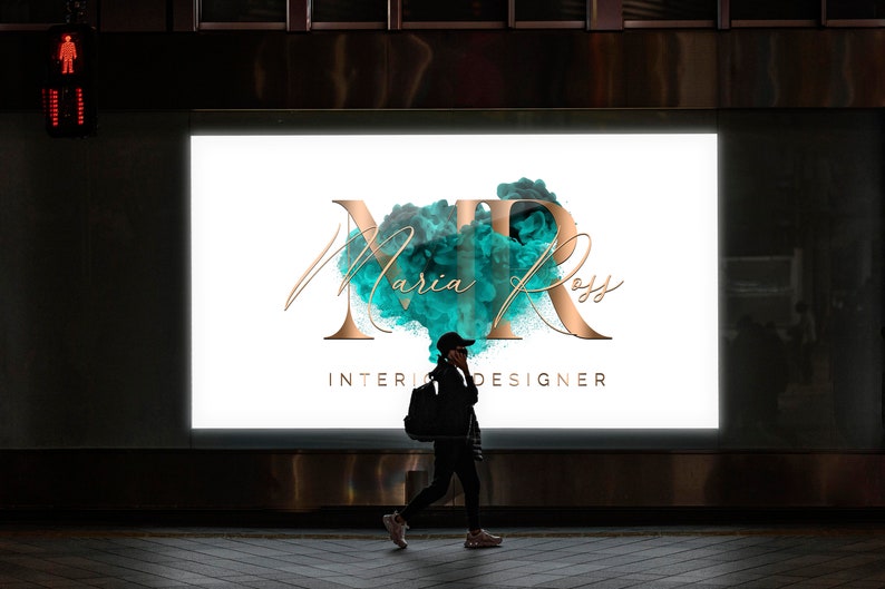 Watercolor Turquoise Logo Rose Gold Logo Teal Smoke Logo - Etsy