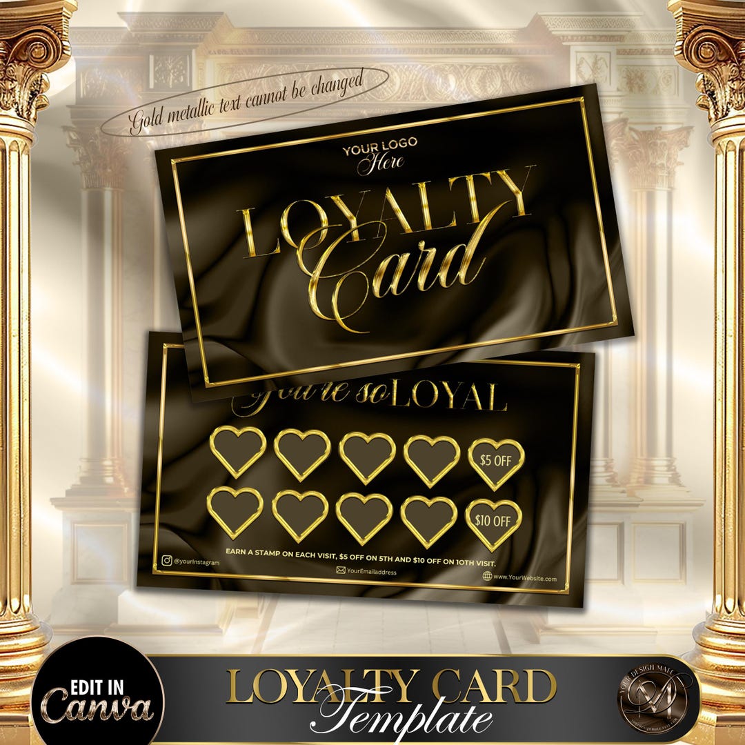 Luxurious Brown Gold Loyalty Card Template, Rewards Card, VIP Customer ...