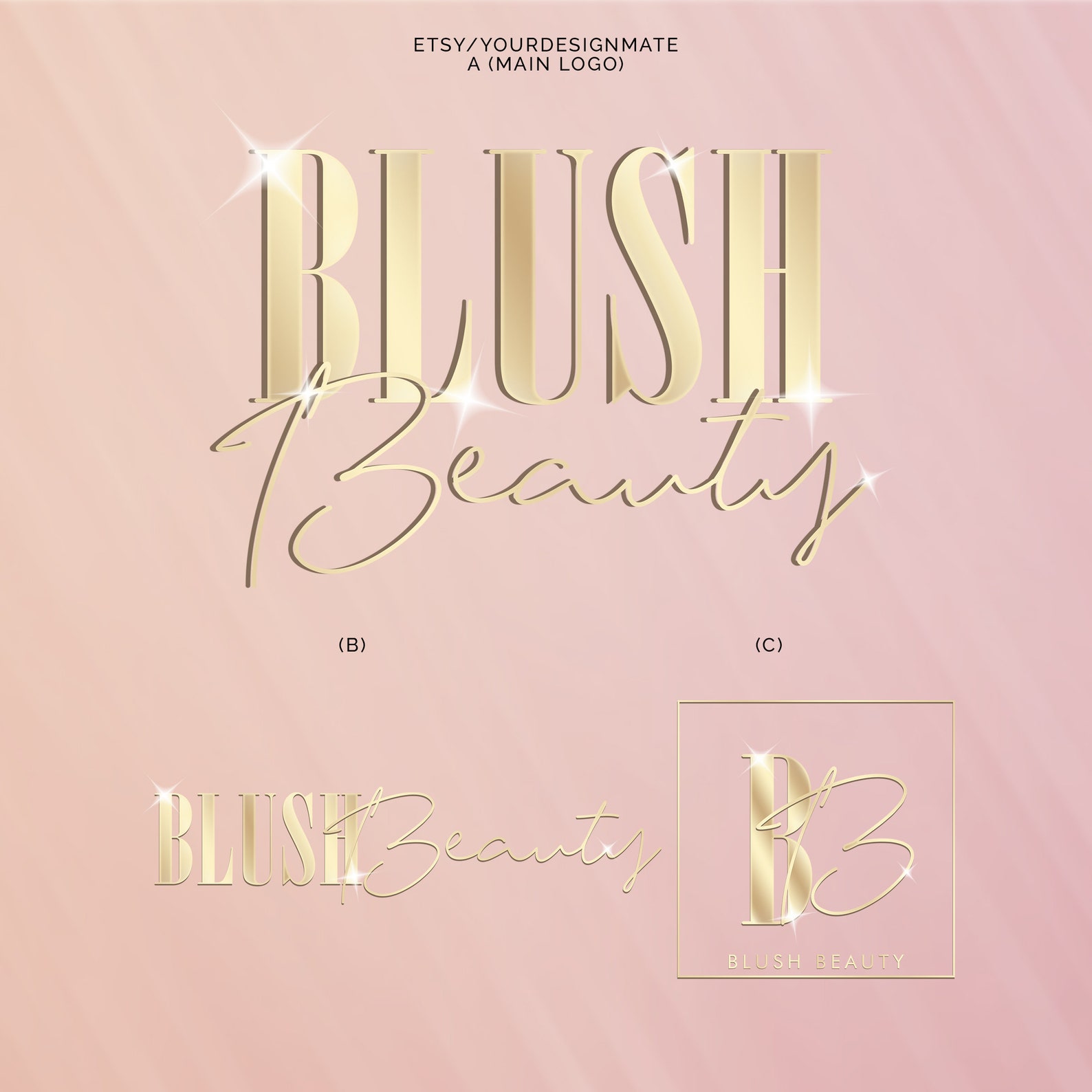 Gold Beauty Logo Pink Gold Logo Nail Logo Aesthetics Logo - Etsy