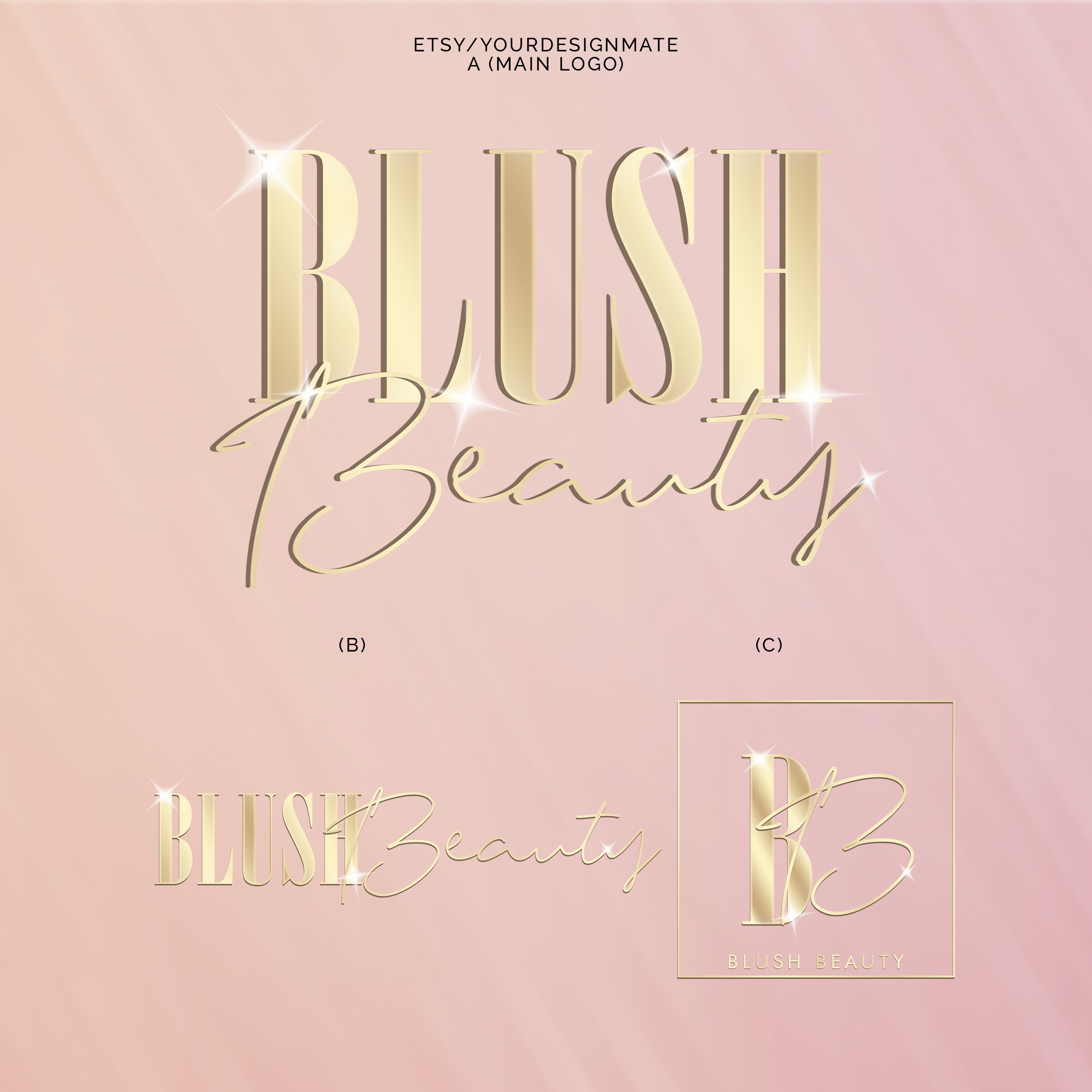 Gold Beauty Logo Pink Gold Logo Nail Logo Aesthetics Logo - Etsy