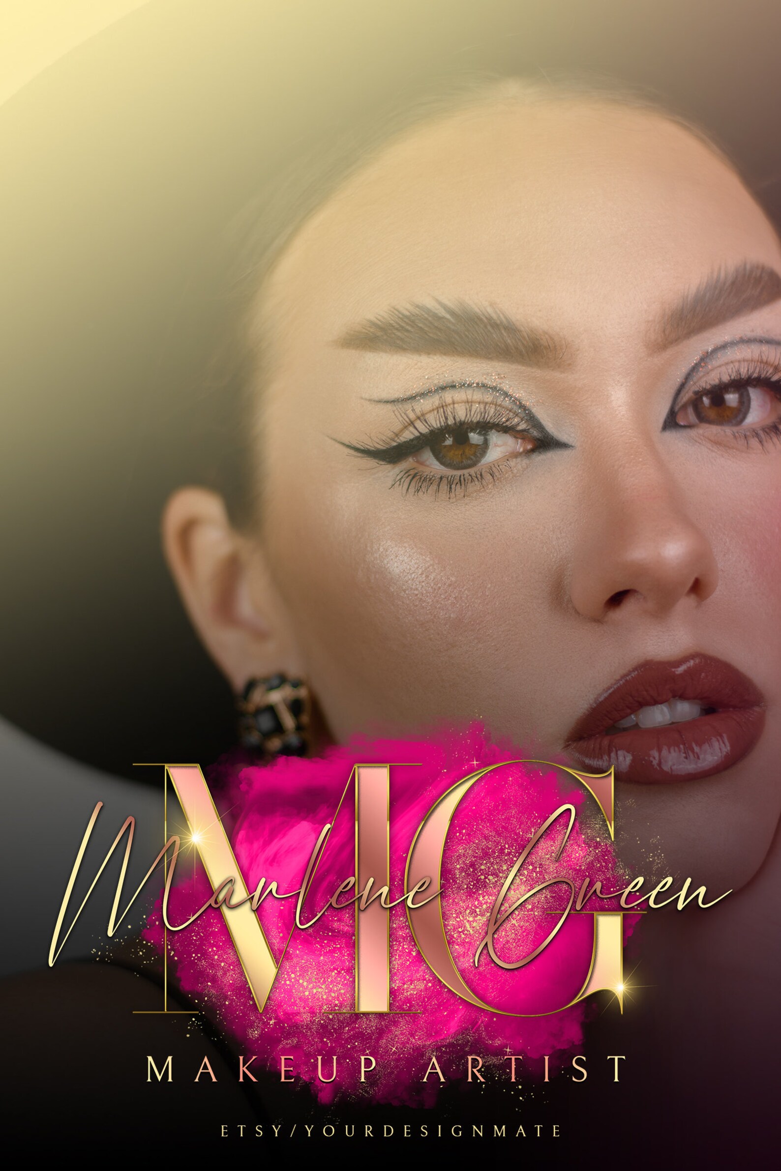 Hot Pink Logo Beauty Logo Premade Logo Design Pink Gold - Etsy