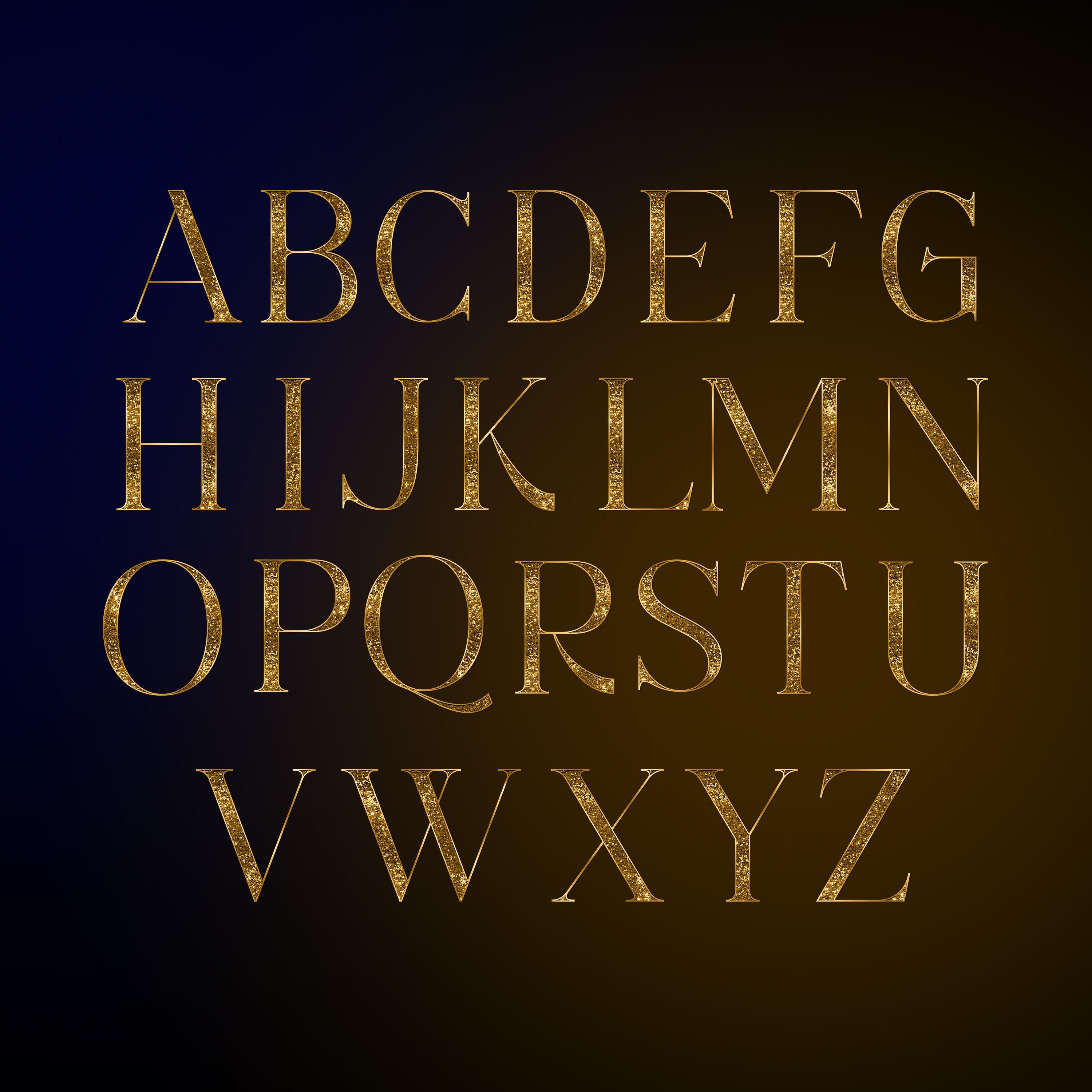 Gold Glitter Letter Clip Art, Sparkly Alphabet Set, Digital Download A ...