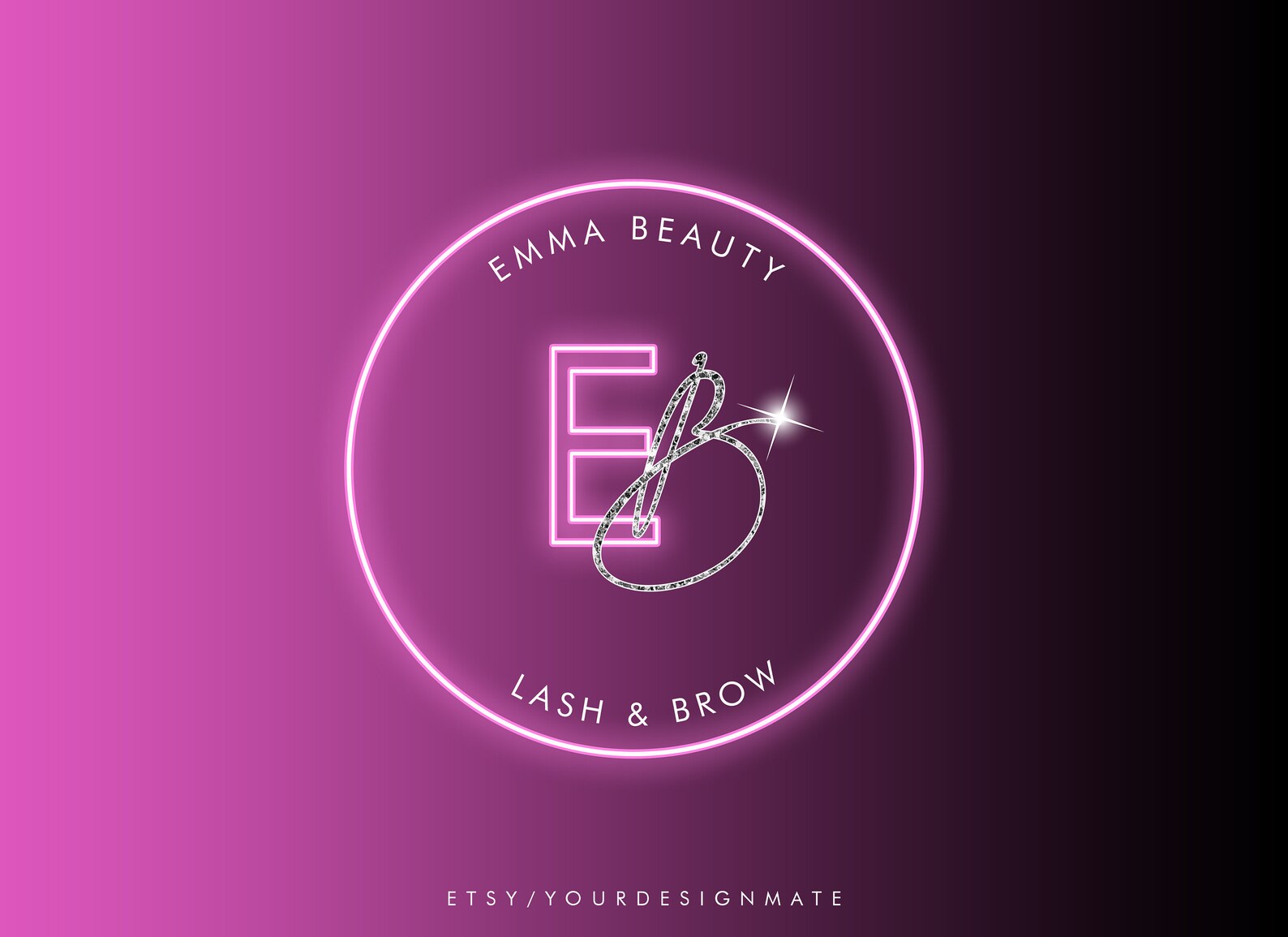 Pink Glitter Logo Pink Neon Logo Pink Silver Logo Cosmetics - Etsy