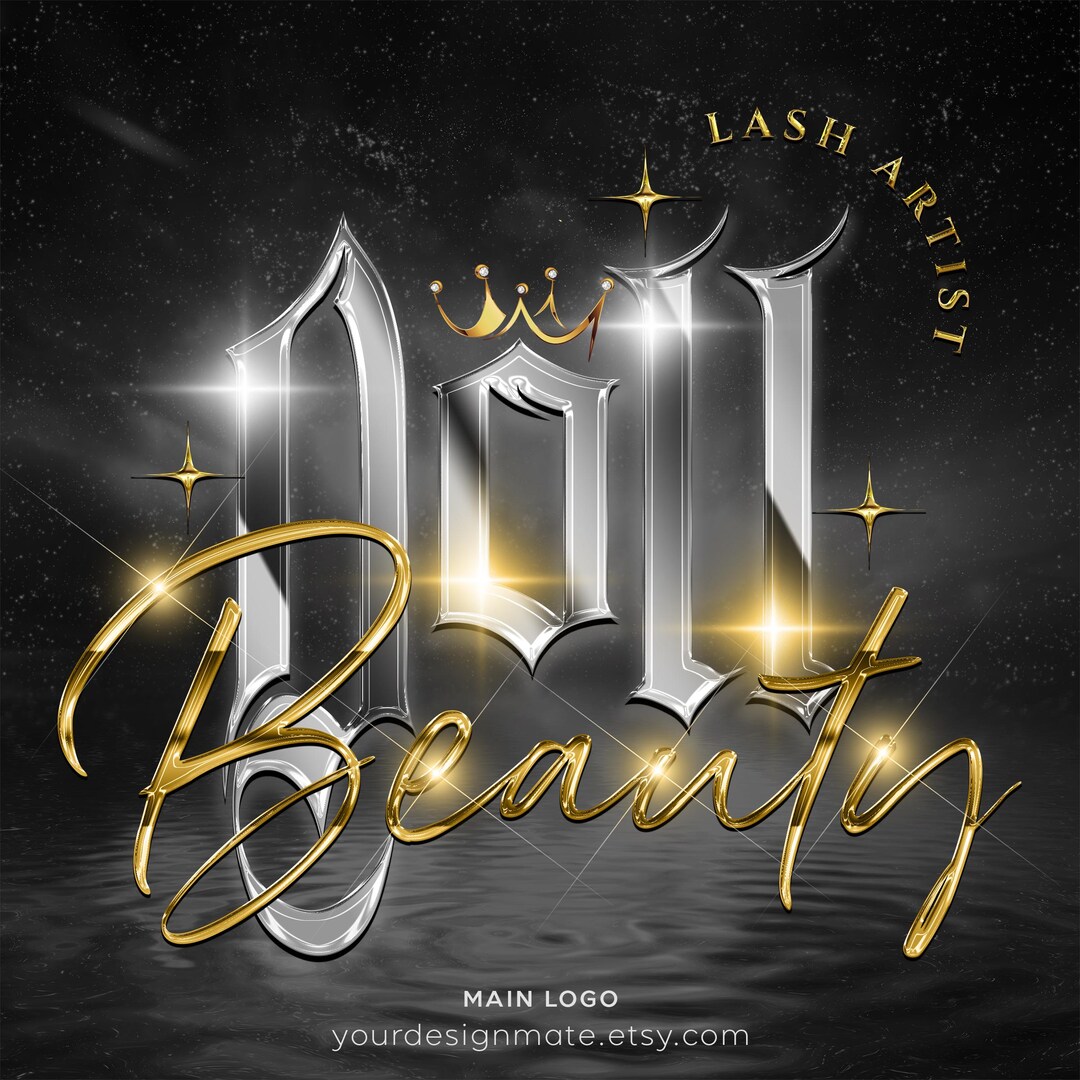 Luxury Beauty Logo Silver Gold | Lash Artist Logo Design | Glam Premade ...
