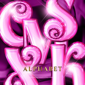 Pink 3D Chrome Alphabet PNG, Cute Shiny Balloon Letters, Bold Metallic ...