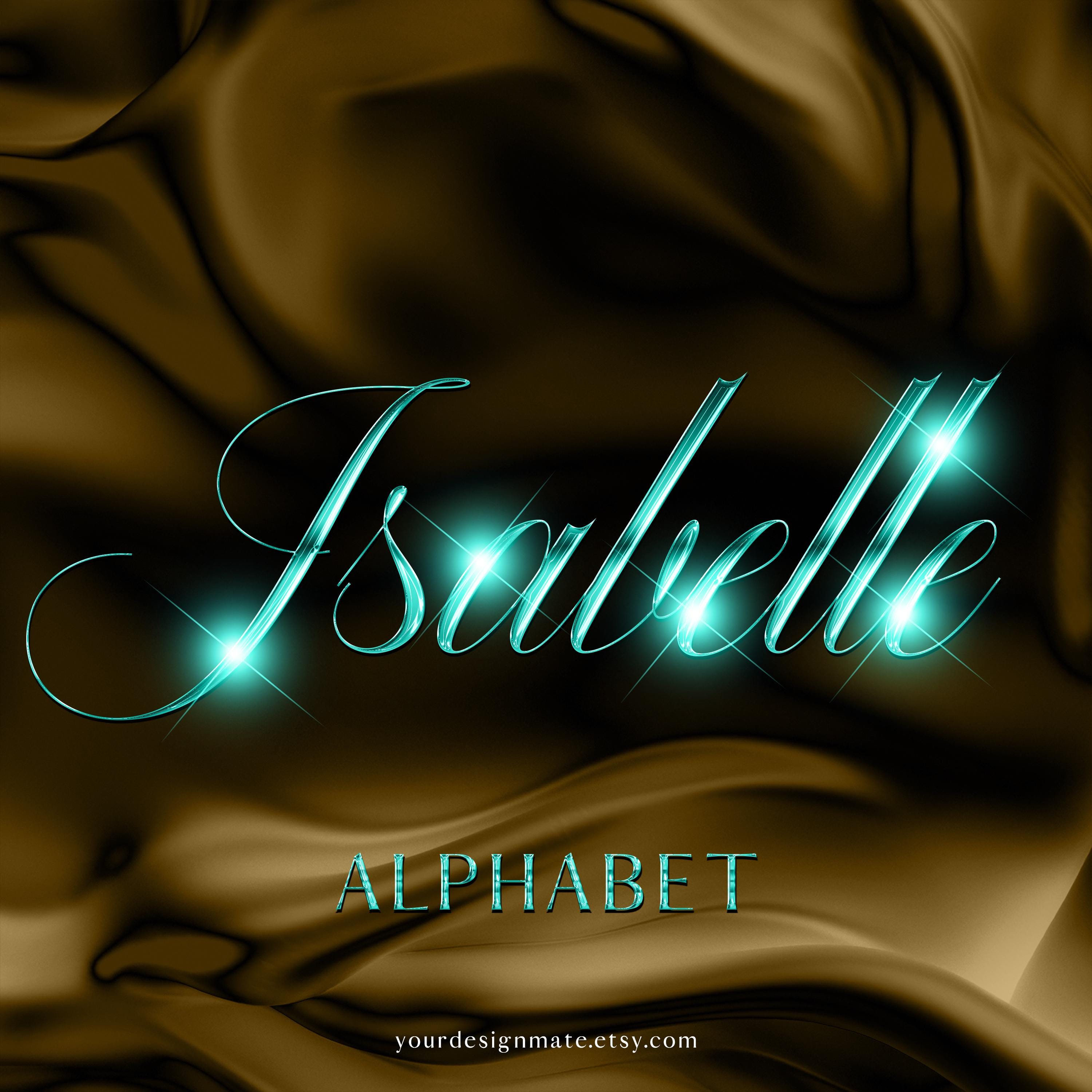 Turquoise Chrome Alphabet PNG, Script Letters, Metallic Foil Clipart ...