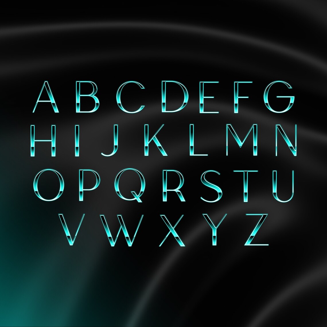 Turquoise Chrome Alphabet, Turquoise Alphabet PNG, Teal Metallic ...