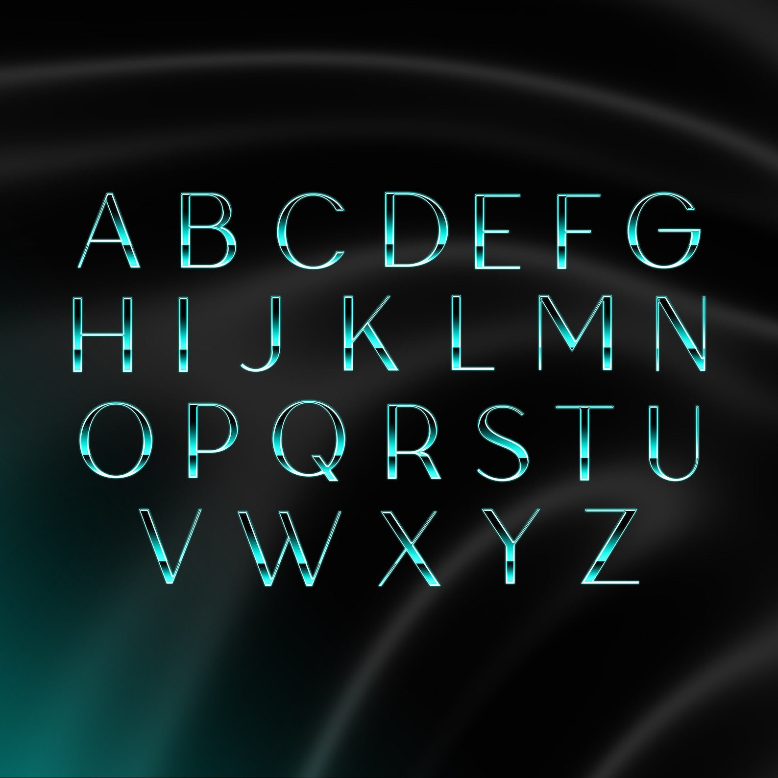 Turquoise Chrome Alphabet, Turquoise Alphabet PNG, Teal Metallic ...