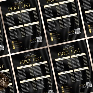 Black Gold Price List Template | Salon Price Menu | Beauty Service List ...
