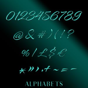 Turquoise Alphabet Letters PNG, Glossy Script Turquoise Chrome Letters ...