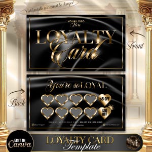 Black Gold Loyalty Card Template, DIY Rewards Card, Editable Canva ...
