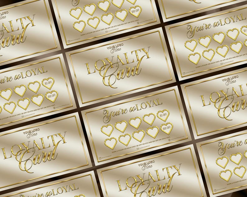 Champagne Gold Loyalty Card Template, Rewards Card, VIP Customer Card ...