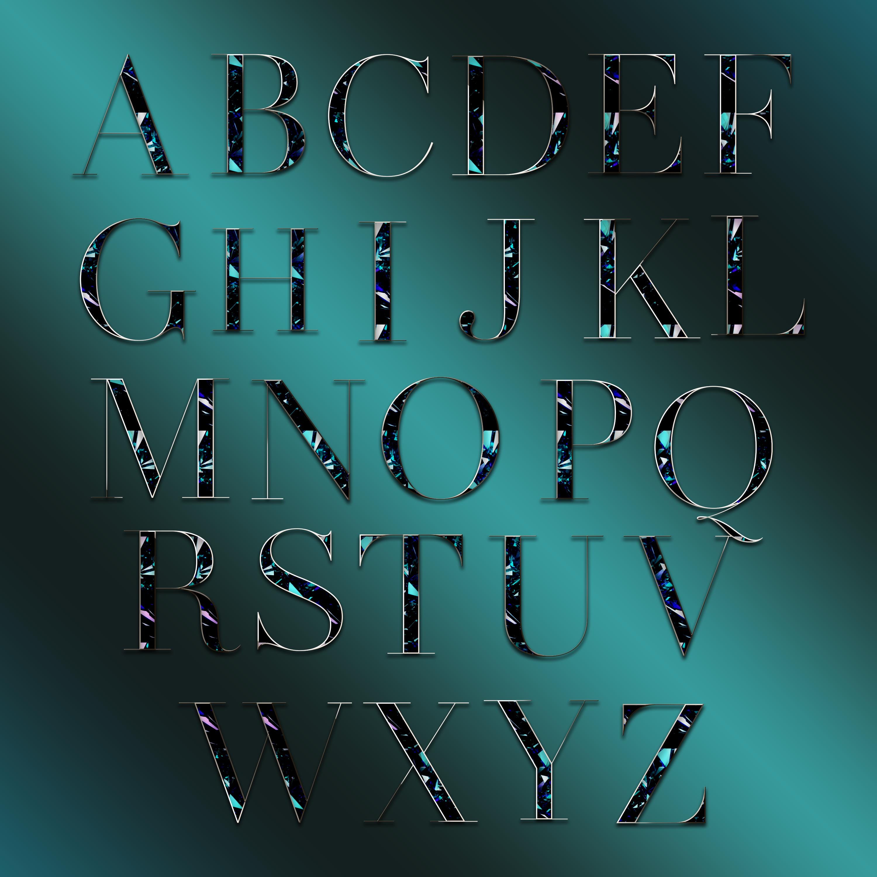 Diamond Alphabet Letters, Turquoise Sparkling Glitter Letters, Luxury ...