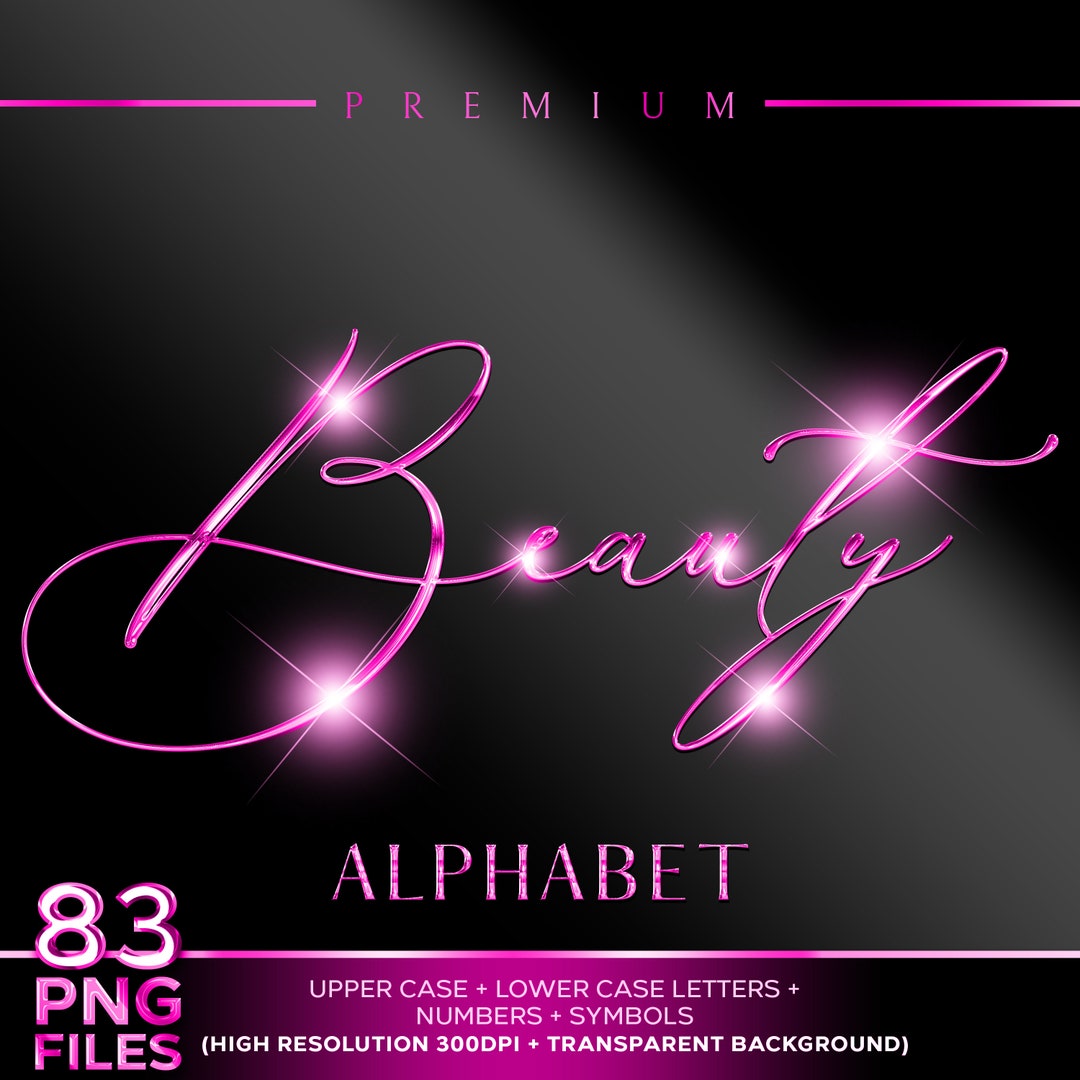 Pink Chrome Alphabets, Pink Alphabet PNG, Script, Metallic Letters ...