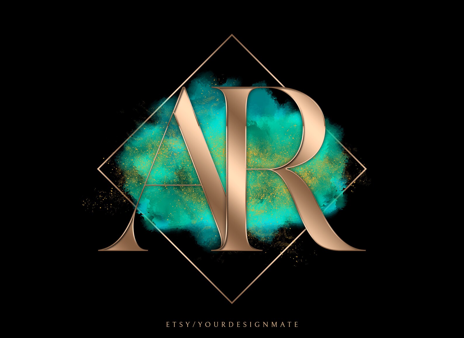 Turquoise Logo Watercolor Logo Rose Gold Logo Beauty Logo - Etsy