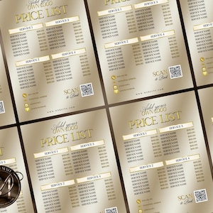 Gold Price List Template, Luxury Beauty Salon Menu, Editable Service ...