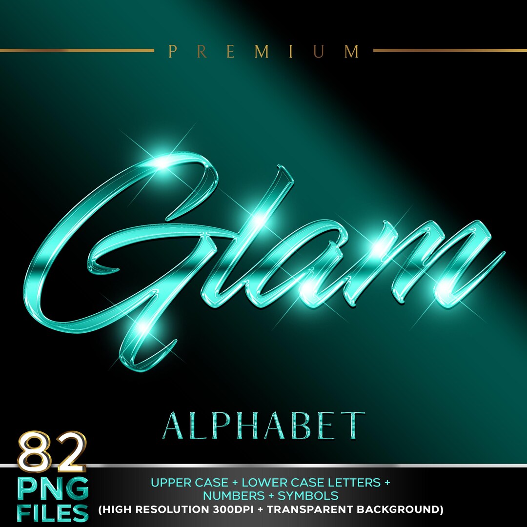 Turquoise Alphabet Letters PNG, Glossy Script Turquoise Chrome Letters ...