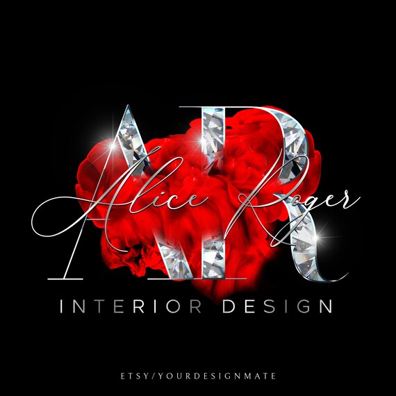 Jewelry Logo Diamond Logo Red Silver Logo Red Watercolour - Etsy