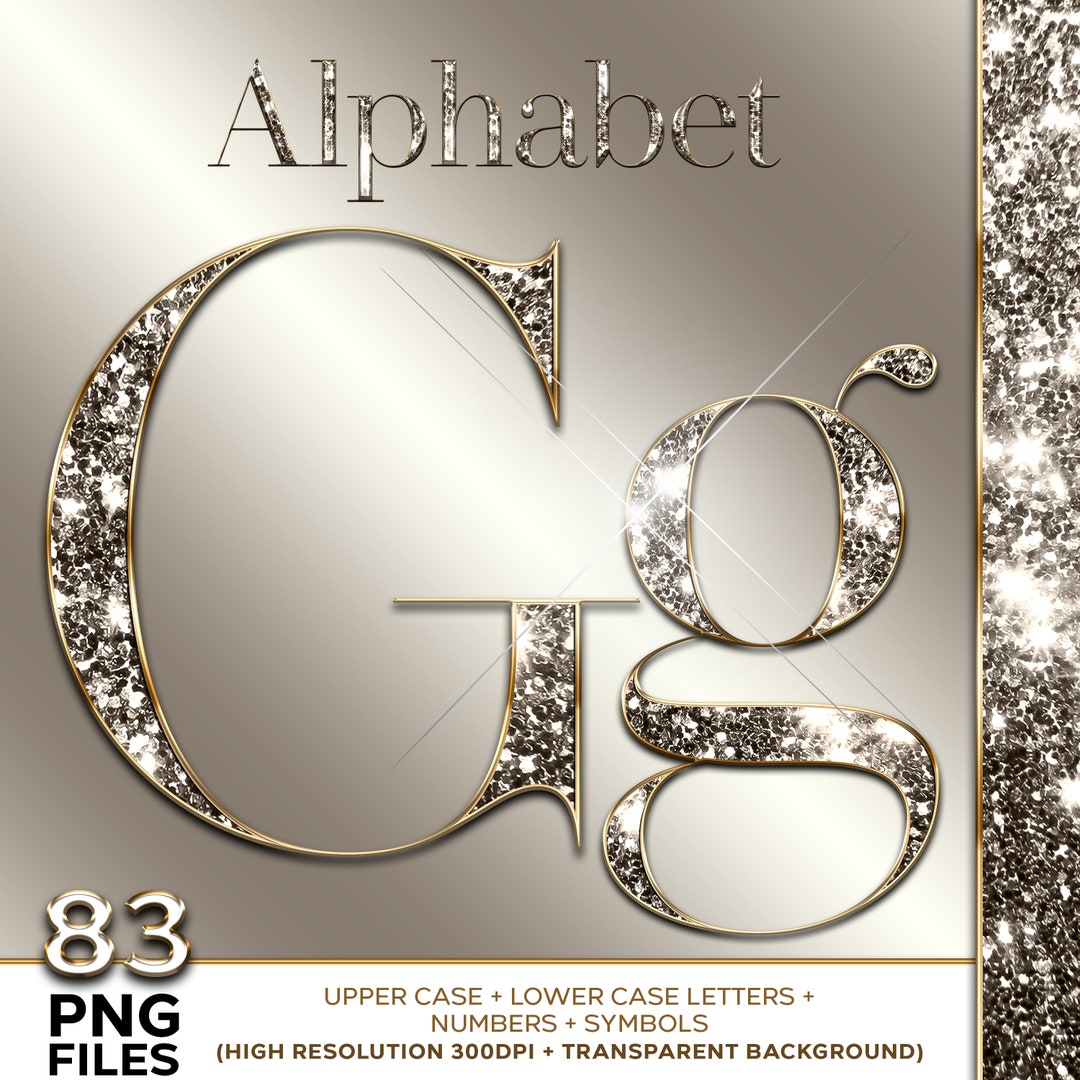 Champagne Gold Alphabet PNG, Glitter Alphabet Clipart, Diamond Alphabet ...