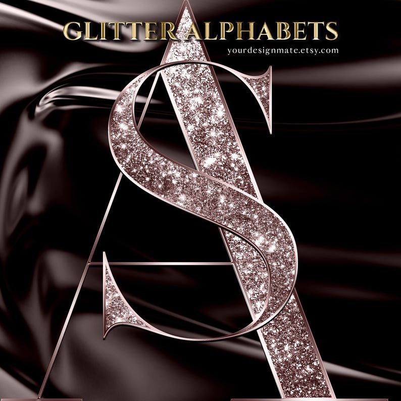 Rose Gold Glitter Letters PNG, A-Z Alphabet Clipart, Foil Metallic ...
