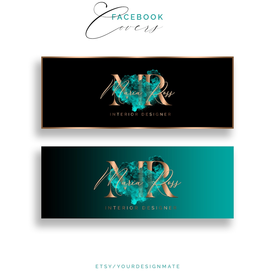 Watercolor Turquoise Logo Rose Gold Logo Teal Smoke Logo - Etsy