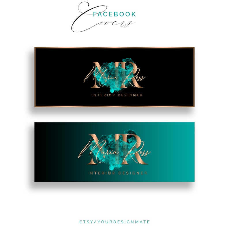 Watercolor Turquoise Logo Rose Gold Logo Teal Smoke Logo - Etsy